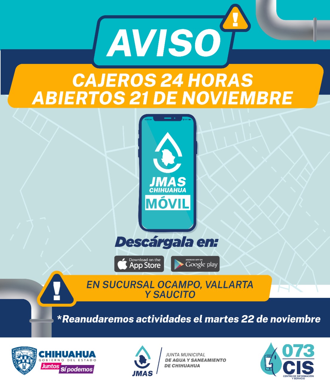 Por asueto, solo abrirán cajeros automáticos de la JMAS el 21 noviembre | Portal Gubernamental ...